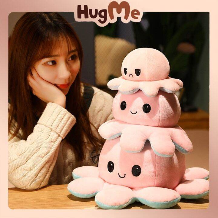 Hug Me Tiktok Reversible Flip Stuffed Octopus Plush Doll Soft Simulation Toy Double-Sided ...