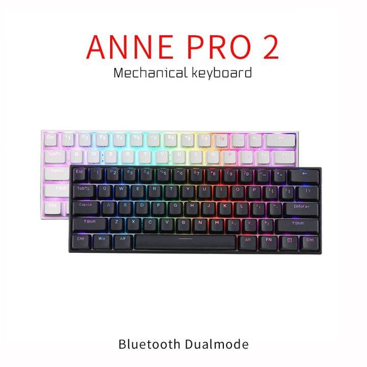 Anne Pro2แบบพกพาขนาดเล็ก60% Mechanical แป้นพิมพ์บลูทูธไร้สาย Gateron Mx ...
