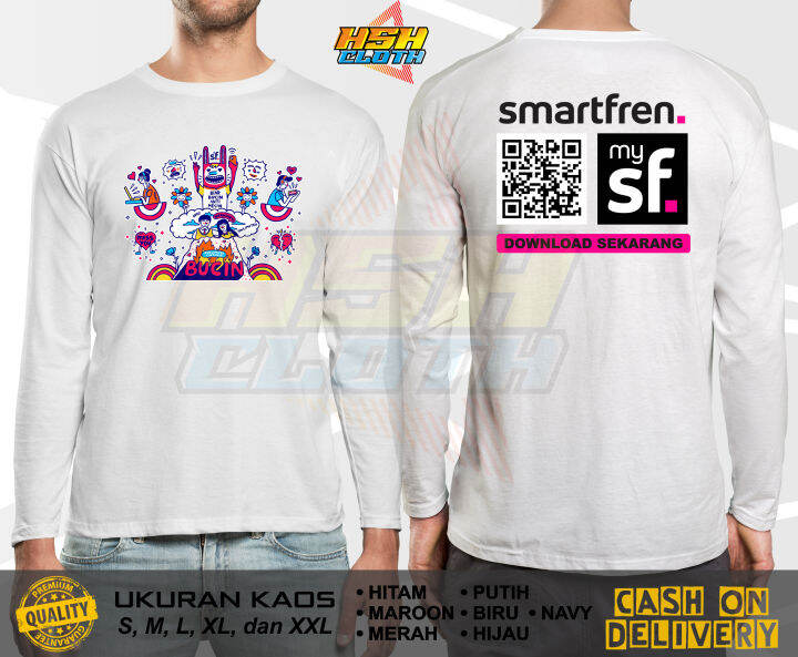 Baju Kaos Pria Distro Sablon DTF Smarfren Bucin Perusahaan Lengan ...