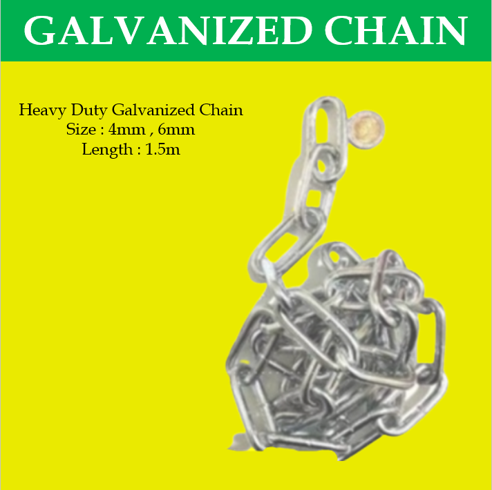 MAGO Kadina 1.5m Heavy Duty Steel Chain Kadena 5ft Galvanized Sliver ...