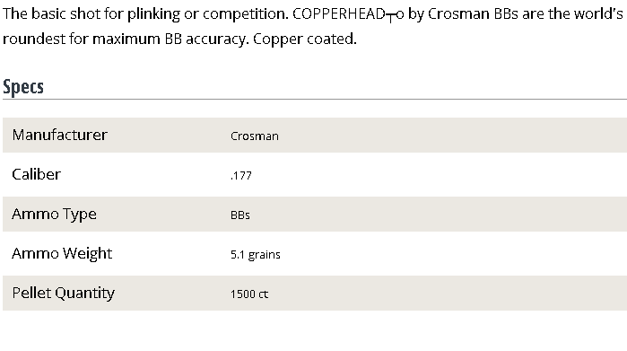 Crosman Copperhead BBs Sinker 1500 count | Lazada PH