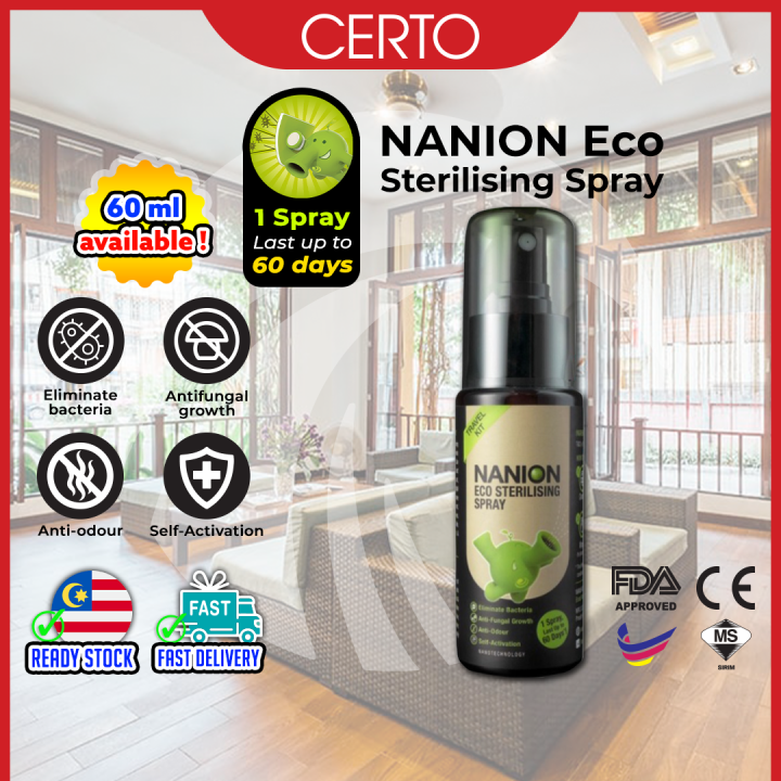 Certo Nanion Nano Spray Mist Sanitizer 60ml Antibacterial Non Alcohol ...