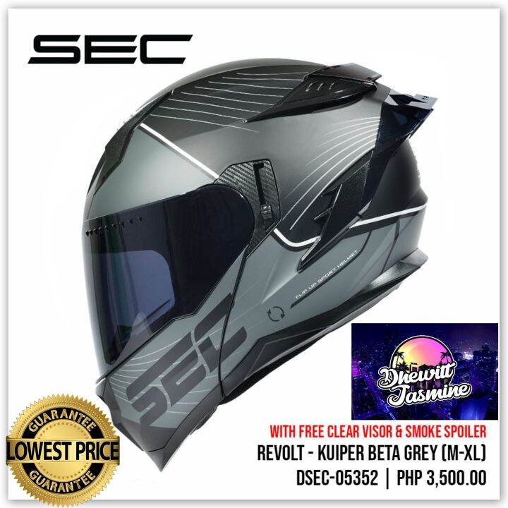 Sec Revolt - kupper helmet with free smoke lens and spoiler | Lazada PH