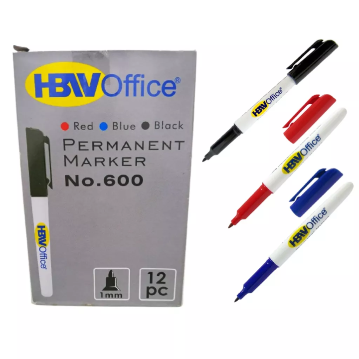 HBW 600 Permanent Markers Black, Blue, Red (1 Pc or 12 Pcs) | Lazada PH
