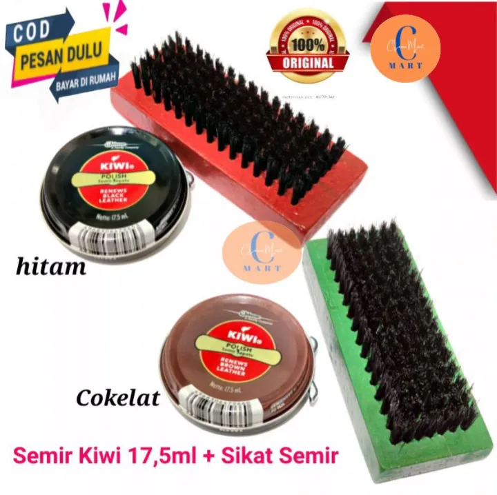 SEMIR SEPATU KIWI 17.5ml SET SIKAT DAN SEMIRPaket Sikat Dan Semir Sepatu Warna /Hitam/SEMIR ...