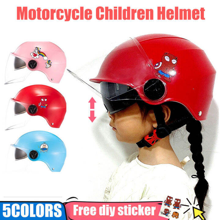 Cartoon Motorcycle Children Helmet With Bib Universal Cute Electric Car ...