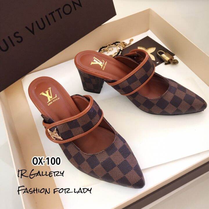 OX-100 รองเท้าคัทชูหนังนิ่มลายตาราง งานมิเรอหนังเกรด A | Lazada.co.th