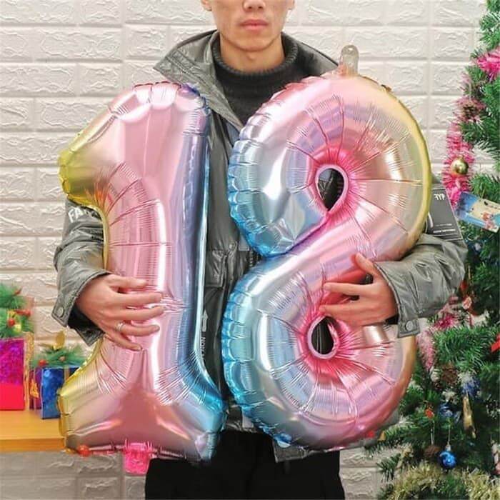 Balon Foil Angka Jumbo Rainbow 80 Cm / Balon Angka Jumbo 80cm | Lazada ...