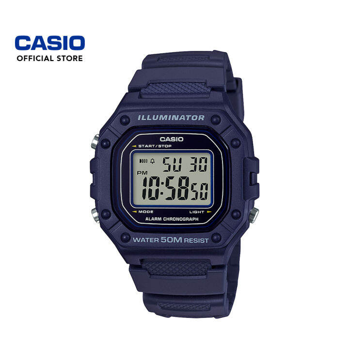 Casio (W-218H-2AVDF) Blue Resin Strap 50 Meter Date Display Digital ...