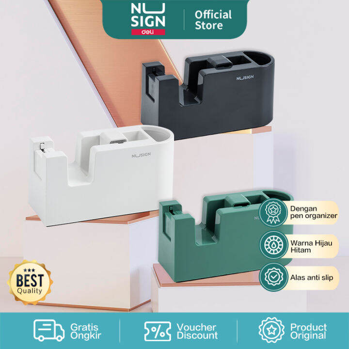 Nusign Tape Dispenser / Tempat Selotip Isolasi Dengan Pen Holder Alas ...