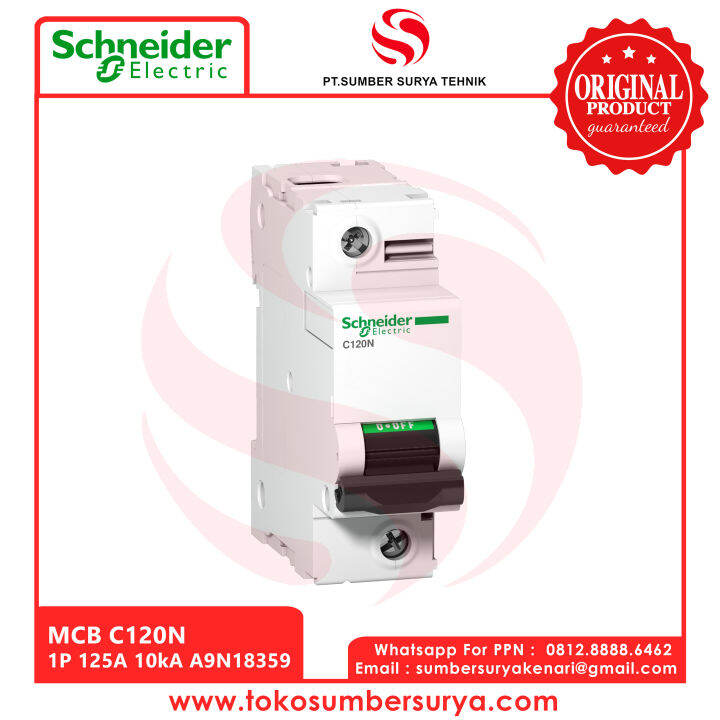 MCB Mini Circuit Breaker C120N 1P 125A 10kA Saklar Listrik ON OFF A9N18359 SNI Asli Ori ...