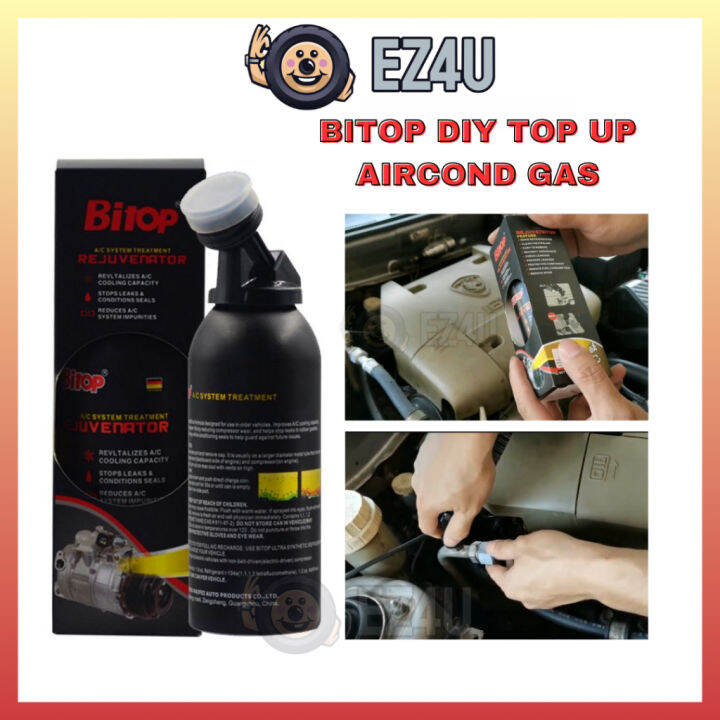 [EZ4U] BITOP DIY TOP UP STOP LEAK AC GAS + OIL TREATMENT CAR AIR COND ...
