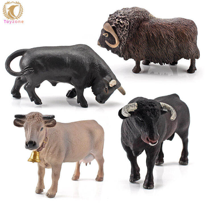 Toyzone Store Cute Farm Animals Action Figure Simulation Cattle Bull ...