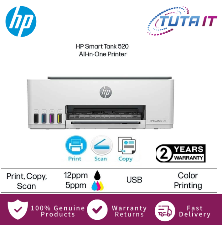HP 520 / 580 Smart tank All-In-One Color Printer ( Print / Scan / Copy ...