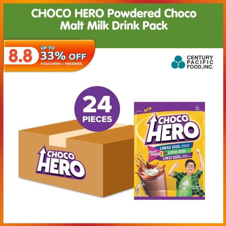 AJDL sellQFxXcMHa CHOCO HERO Powdered Choco Malt Milk Drink 24g x24 ...