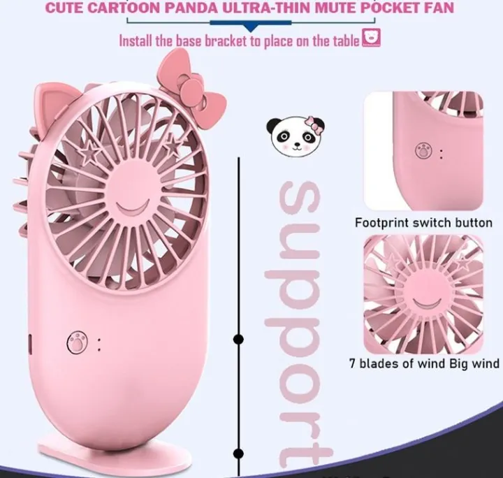 Panda Mini Portable Pocket Fan USB Charging Handheld/Desktop Small Fan ...