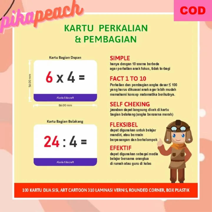Flashcard Matematika Anak Kartu Berhitung Perkalian dan Pembagian TP AM ...