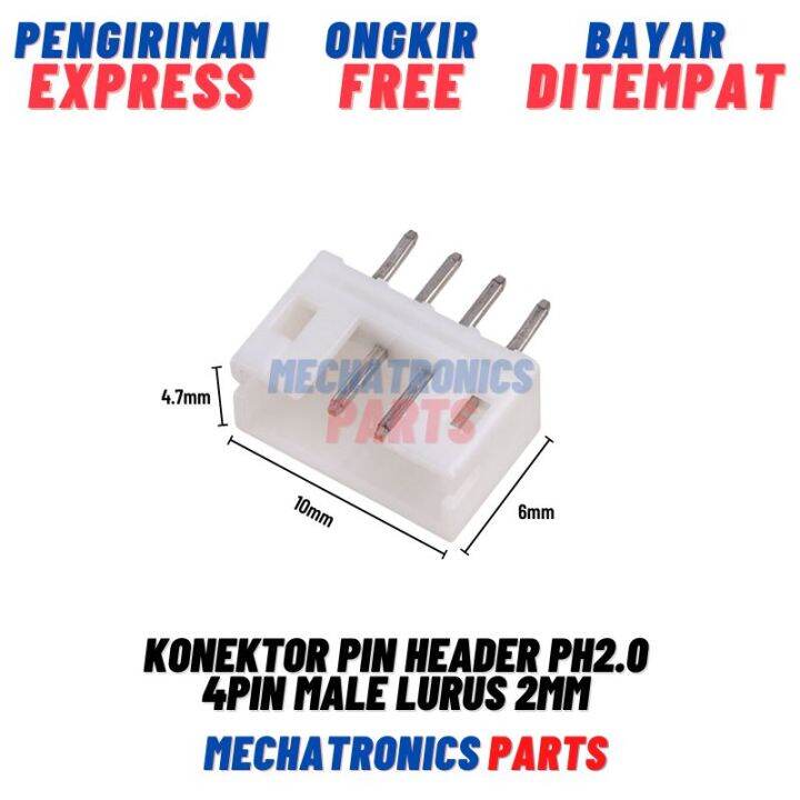Konektor Pin Header PH2.0 4Pin Male Lurus 4P PH 2.0mm 2mm Soket Socket ...
