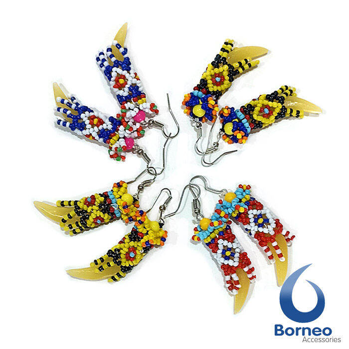 Anting Etnik Manik Dayak Taring Fiber Khas Kalimantan | Lazada Indonesia