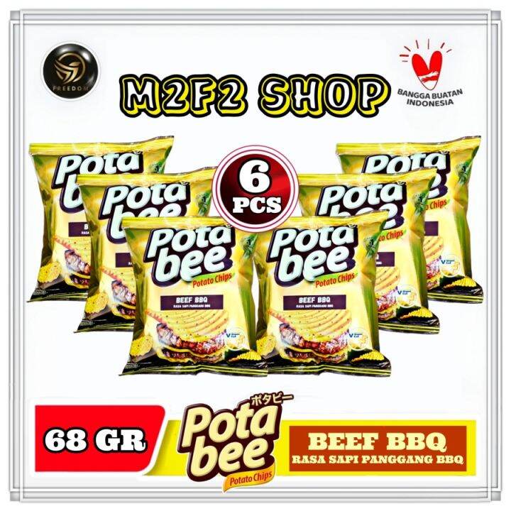 Keripik Kentang Potabee Daging Sapi BBQ | Beef BBQ - 68 gr (Kemasan 6 ...