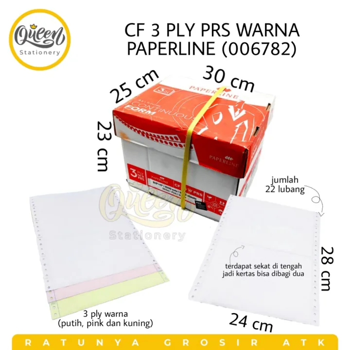 1 BOX RSM CF 3 PLY PRS WARNA PAPERLINE / CONTINUOUS FORM / KERTAS NOTA ...