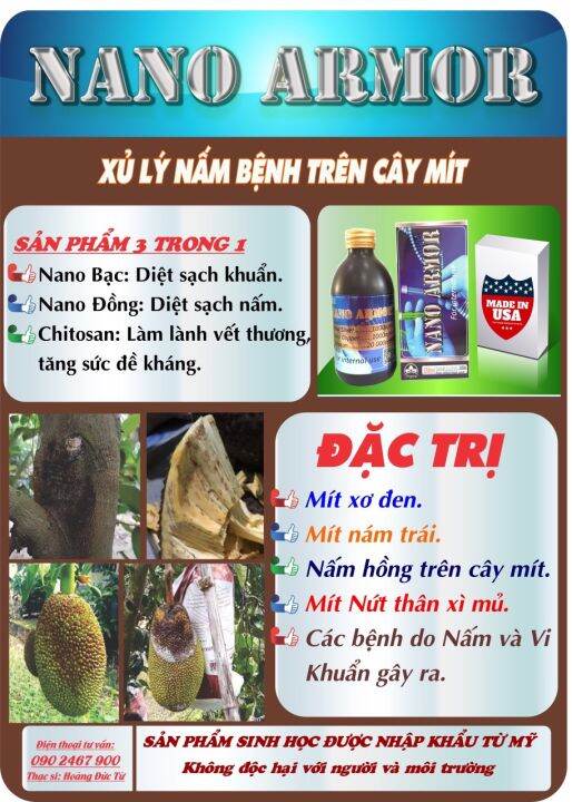 NaNo Armor Xử lý sạch Nấm khuẩn trên mít - Mít xơ đen, thối trái, nứt thân xì mủ, vàng lá, nấm ...