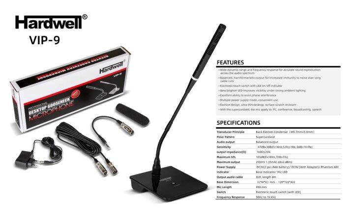 MIC MEJA PODIUM HARDWELL VIP 9 CONFERENCE MICROPHONE | Lazada Indonesia