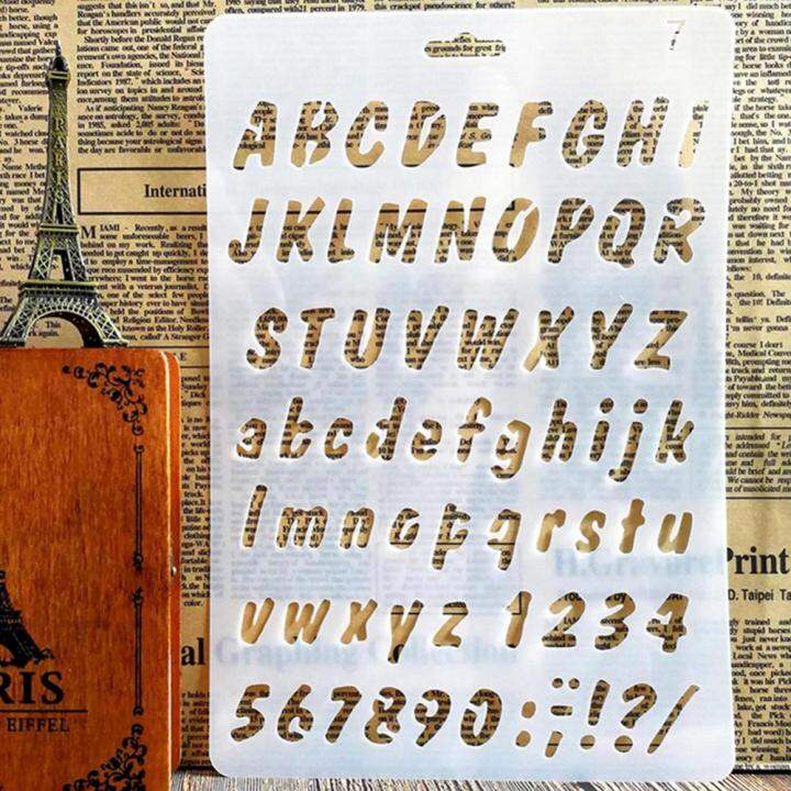 ss English Alphabet Number DIY Scrapbook Drawing Template Measuring ...