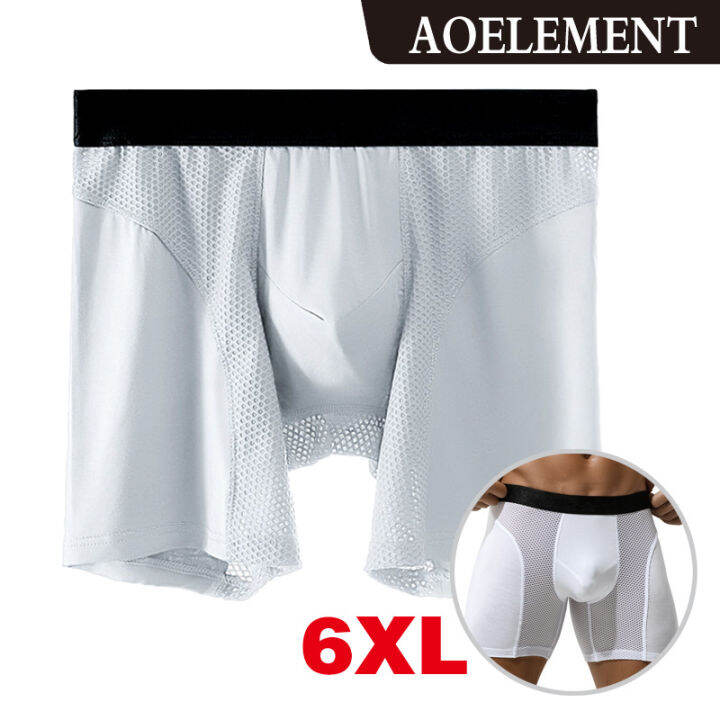 Aoelement Mens Flat Angle Double Layer Underwear Lengthened Sports