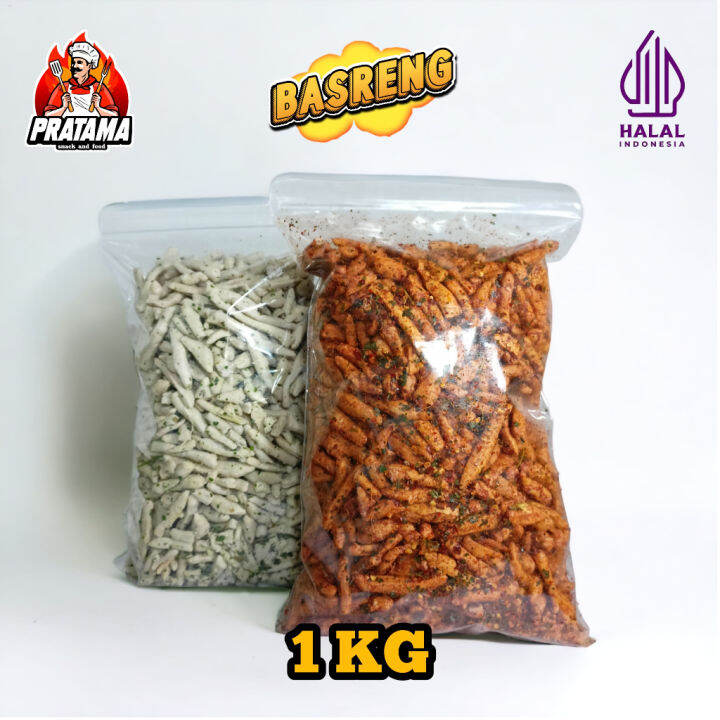Basreng viral pedas daun jeruk 1kg Cemilan kiloan kripik stik basreng ...