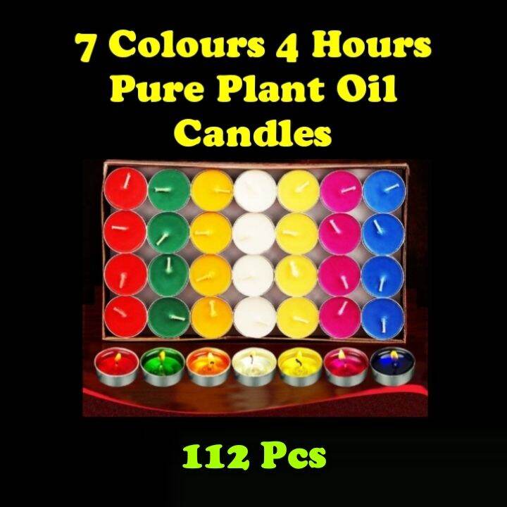 7 Colours 4 Hours Pure Ghee Candle (112 Pcs) 7色4小时纯酥油烛 | Lazada