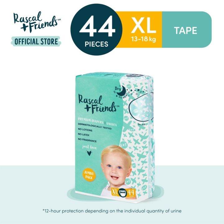 Rascal Friends XL Tape Diaper Jumbo Pack 44 Pads | Lazada PH