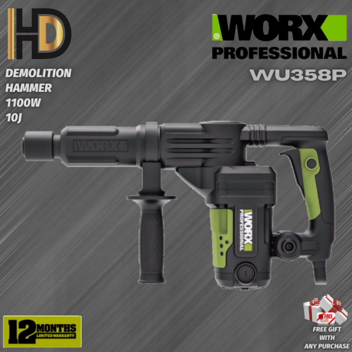 WORX WU358P Corded Hex Shank Heavy Duty Demolition Hammer 1100W / Heavy ...