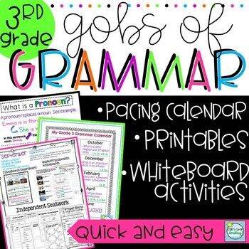 Gobs of Grammar 3rd Grade No Prep Pacing Guide Whiteboard Activities ...