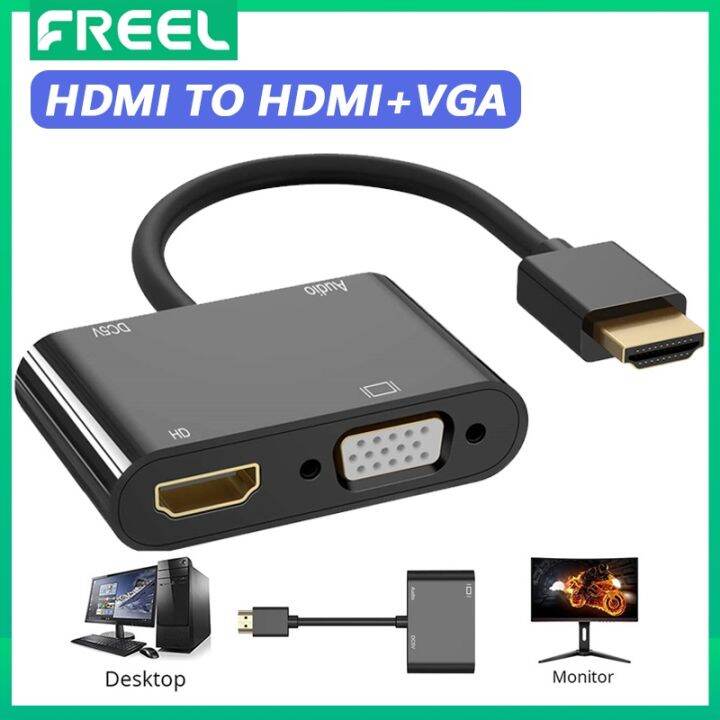 FREEL HDMI To VGA HD Adapter HD VGA Splitter Dual Display ...