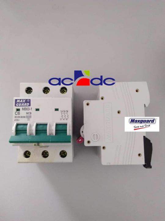 MAXGUARD MCB 6A 3 POLE SIRIM MINIATURE CIRCUIT BREAKER 6KA | Lazada