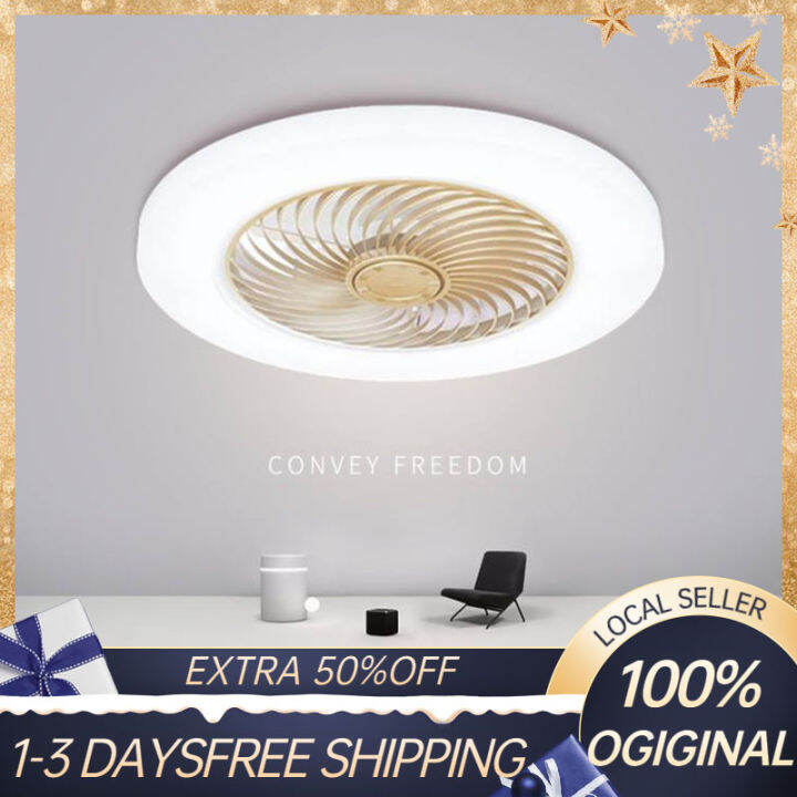 【Manila Stock】Invisible Ceiling Fan With Light Bedroom Ceiling Fan With ...