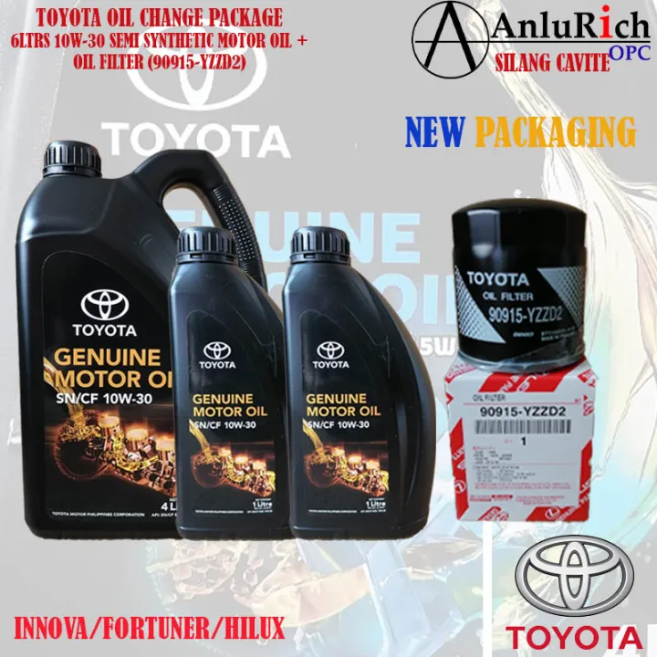 TOYOTA FORTUNER/INNOVA/HILUX OIL CHANGE PACKAGE 6LTRS 10W-30 SEMI ...