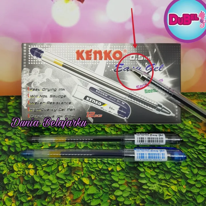 Pulpen Kenko / Pulpen Kenko Easy Gell 0.5mm / Hitam / Biru / 1 Box Isi ...