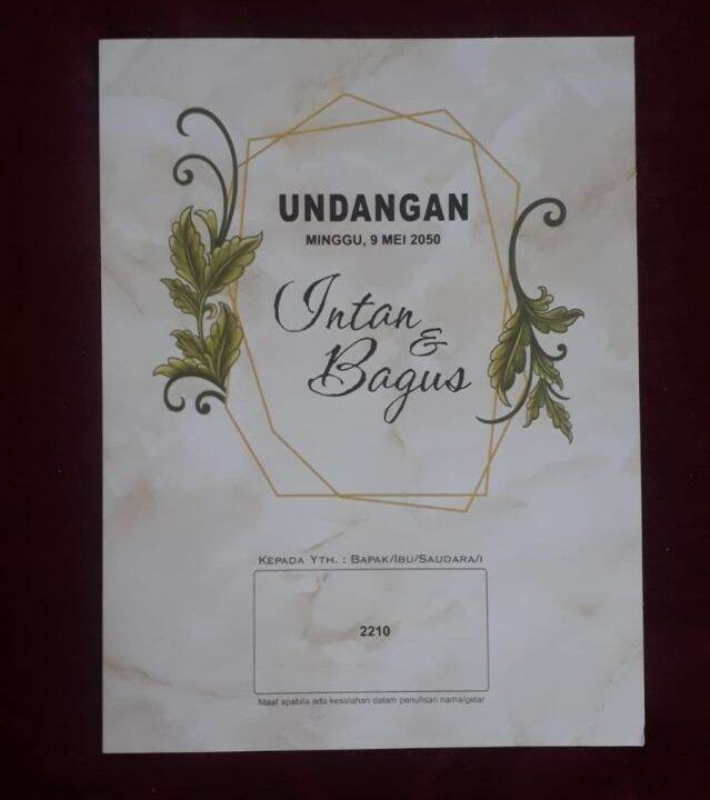 100pcs Cetak Undangan ERBA 2210 Undangan Pernikahan Nikah / Khitan ...