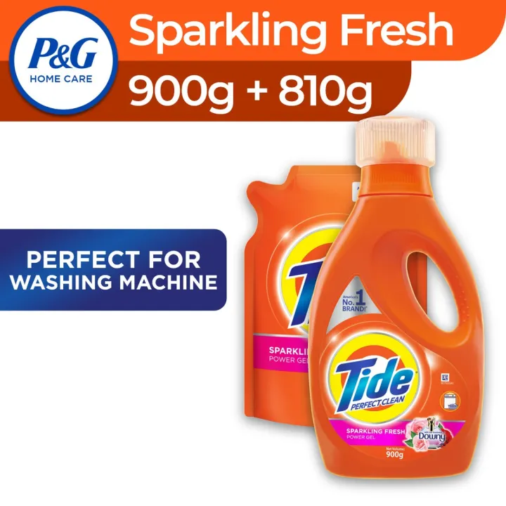 Tide Liquid Sparkling Fresh Laundry Liquid Detergent Bottle (900g) + Refill (810g) | Lazada PH