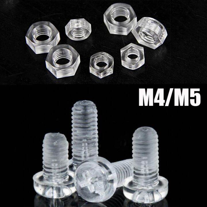 25Sets With Hex Nut Acrylic Clear transparent Plastic Nylon M5 M4 Round ...