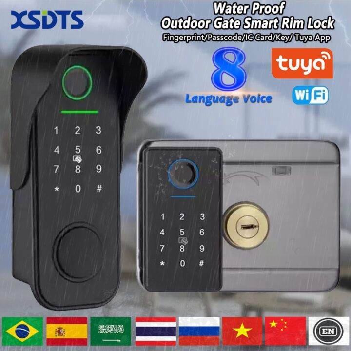 Tuya Smart Lock Waterproof Wifi Fingerprint Double Rim Lock APP Card ...