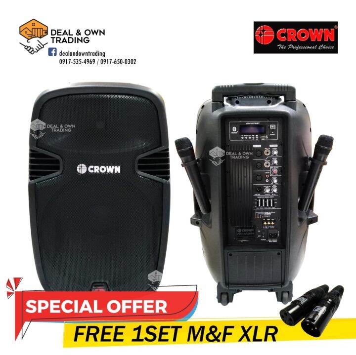 Crown PRO-5008R Plus 15" 2 Way 480W Powered Speaker with BT, USB, SD &2 ...