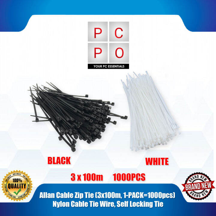 Allan Cable Zip Tie (3x100m, 1-PACK=1000pcs), Nylon Cable Tie Wire ...