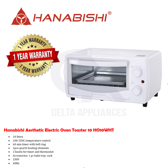 Hanabishi HO 10WHT Aesthetic Electric Oven Toaster 10L | Lazada PH