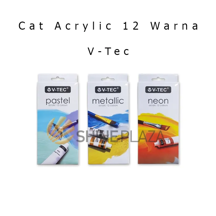 Cat Acrylic V-Tec 12 Warna Pastel Neon Metallic Colors 6ml - Cat ...