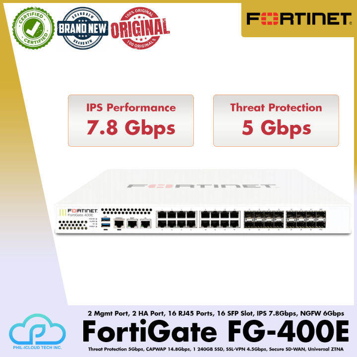 Fortinet FortiGate FG-400E Firewall - 2 Mgmt Port, 2 HA Port, 16 RJ45 ...