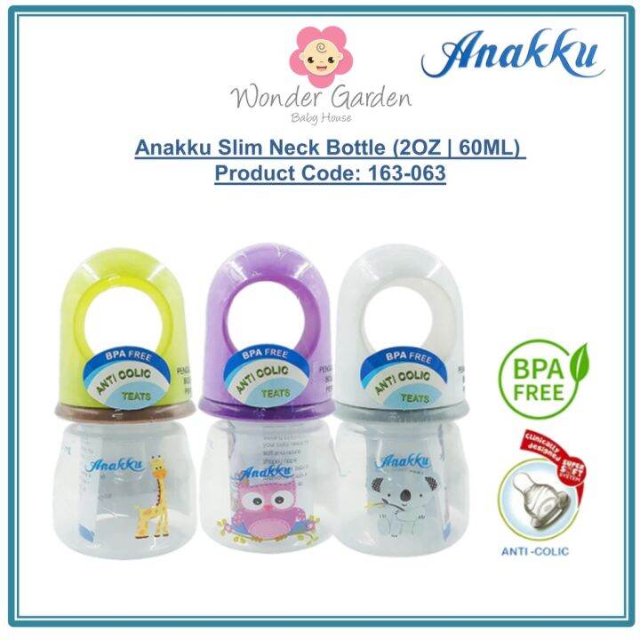 ANAKKU PP Slim Neck Bottle (Botol Susu | 2OZ | 60ML | 163-063) | Lazada