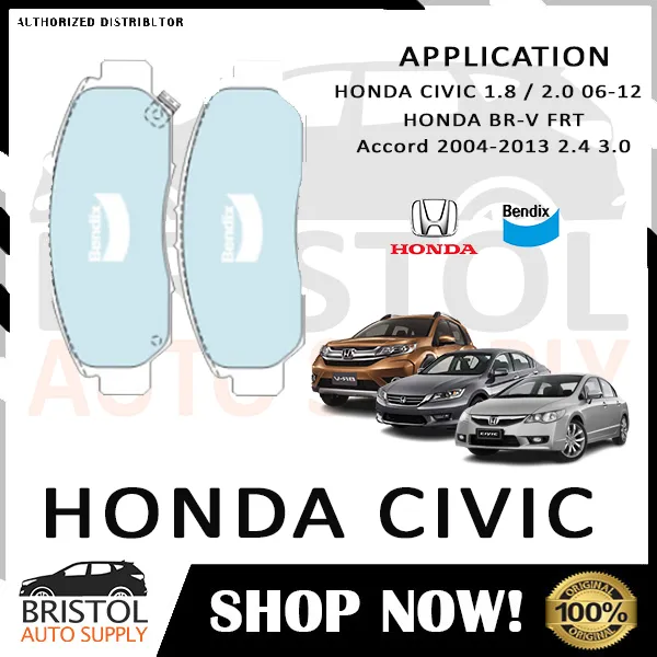 BENDIX BRAKE PAD FRONT FOR HONDA CIVIC FD 1.8/2.0 HONDA ACCORD 04-13 2. ...
